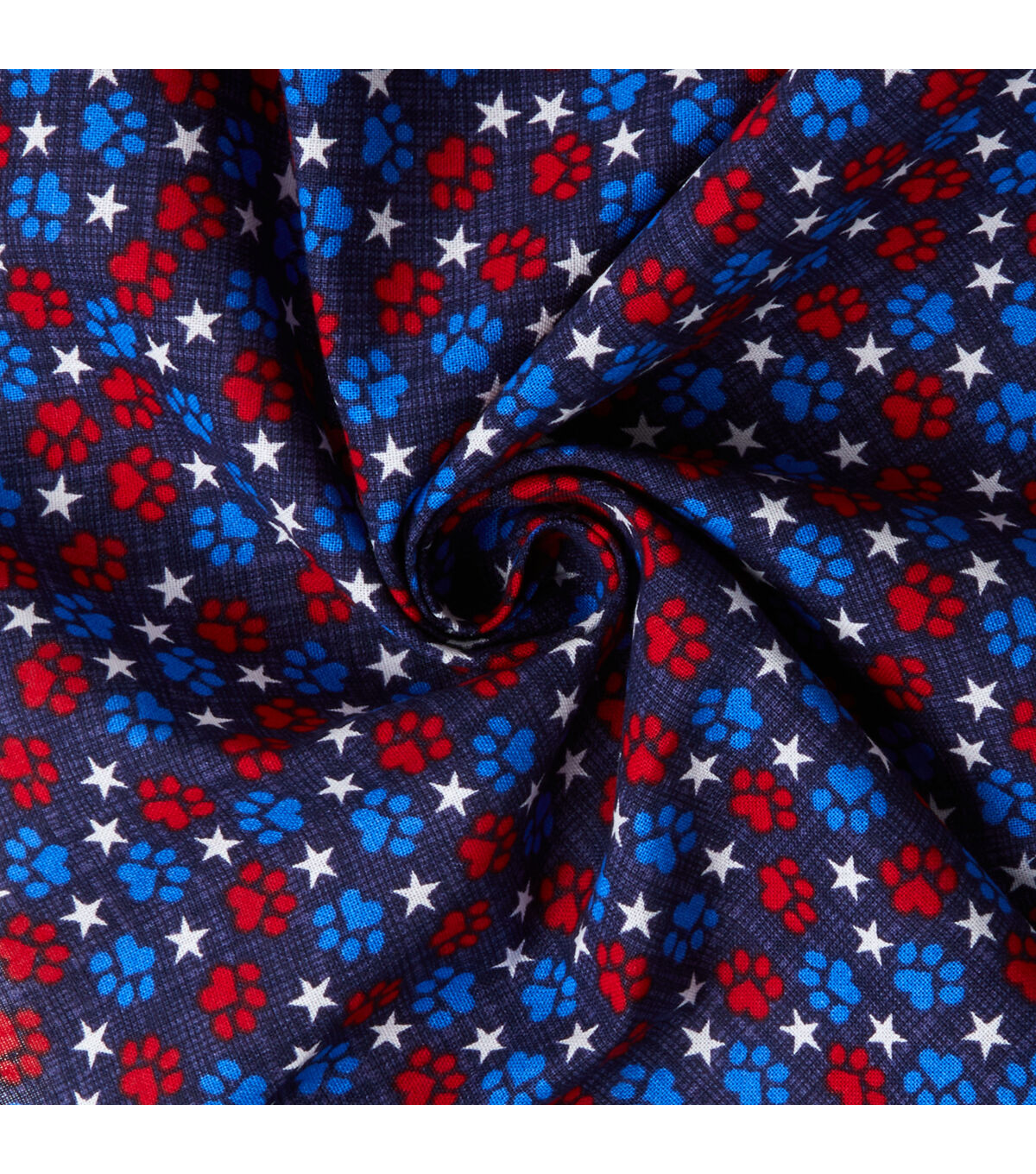 Paw Prints Stars Patriotic Cotton Fabric